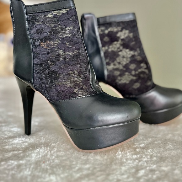Shoes | Brand New Black Lace Bootiesclosed Toe | Poshmark